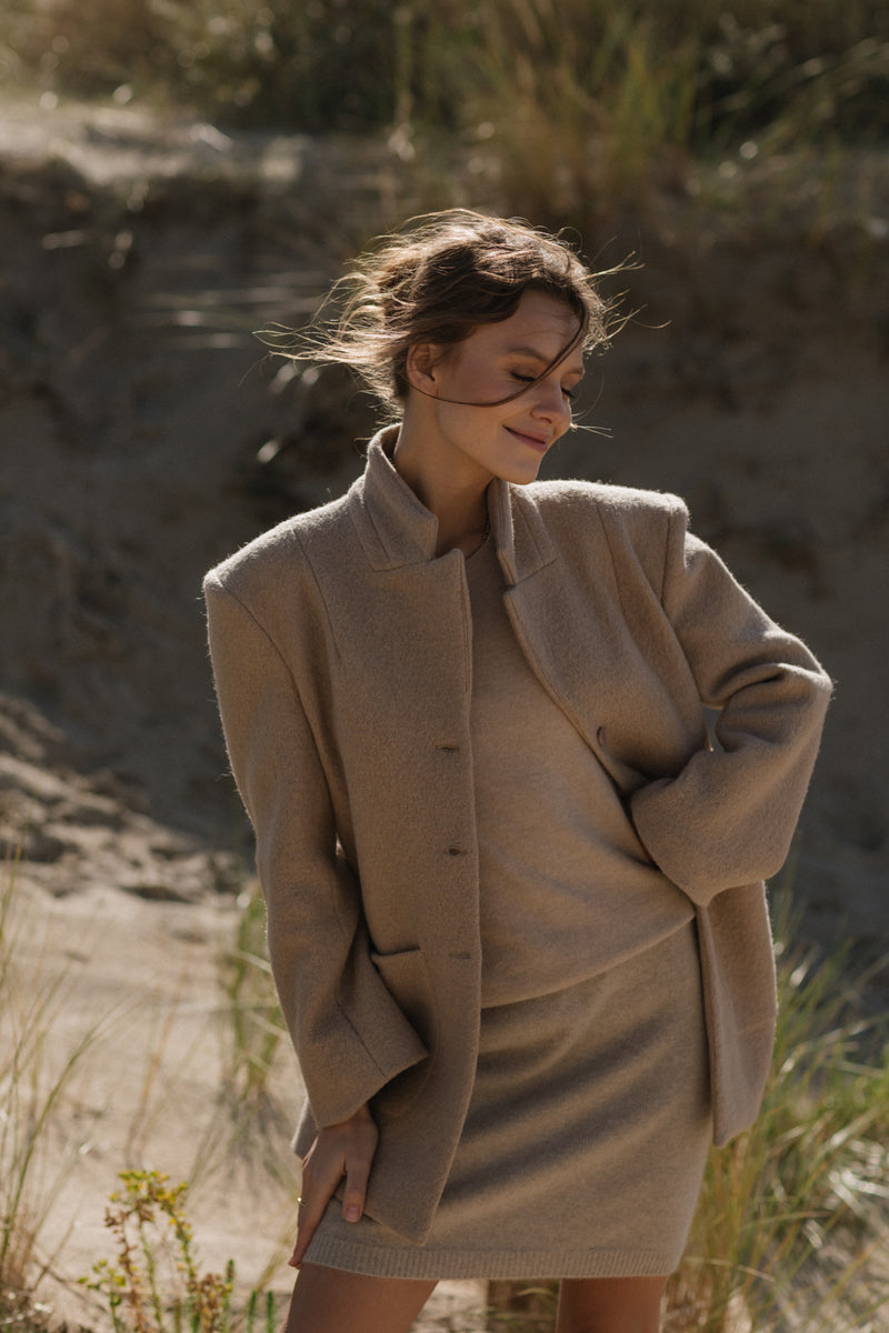 Beige Wool Blazer - MAXIME – LaSeine&Moi